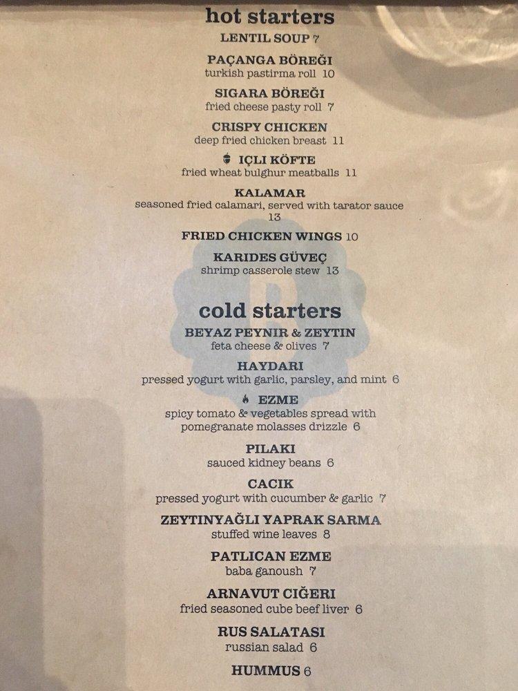 Menu at Barans Turkish Cuisine & BBQ, Toronto