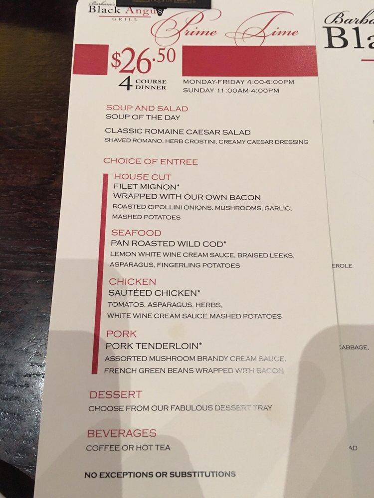 Menu at Barbarie's Black Angus Grill, Danbury