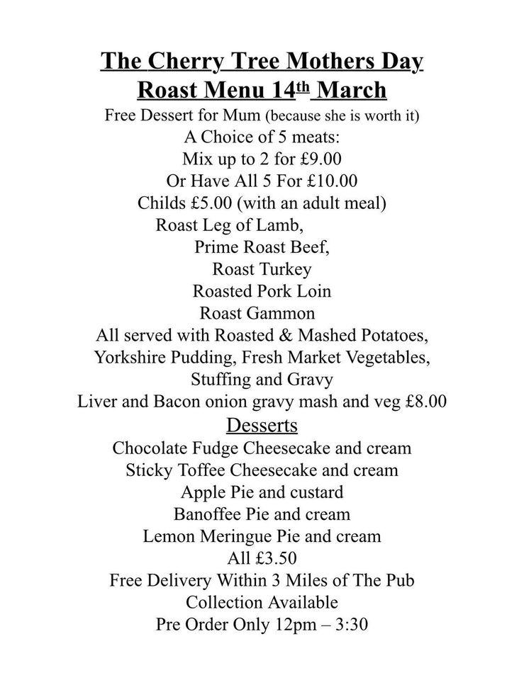 Menu at Cherry Tree pub & bar, Ely