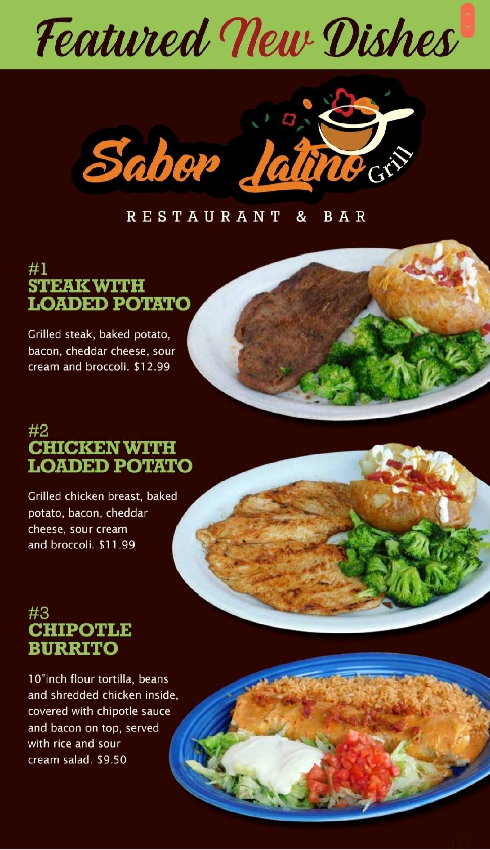 Menu at Sabor Latino Bar and Grill, Richburg