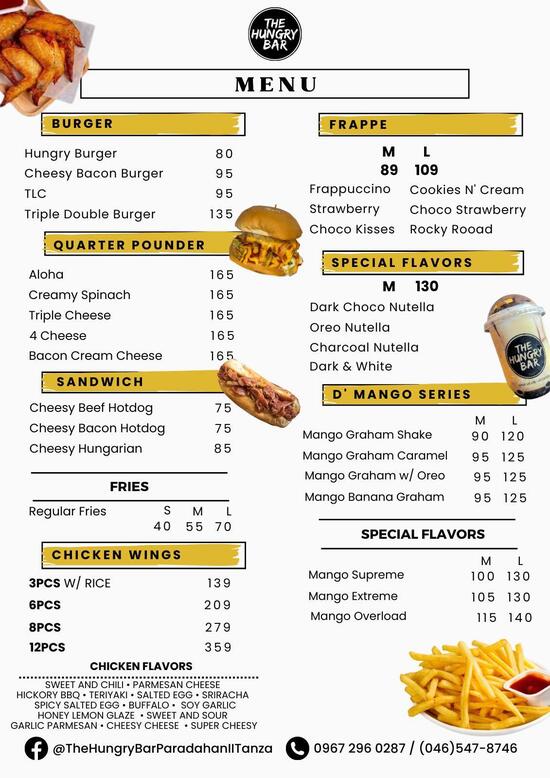 The Hungry Bar- Paradahan Tanza, Tanza - Restaurant menu, prices and ...