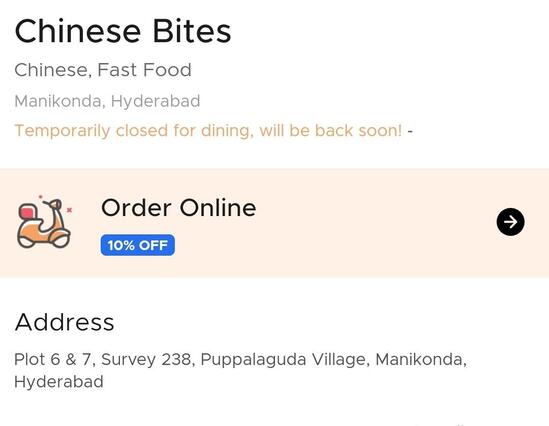 Chinese Bites, Hyderabad - Restaurant menu, prices and reviews