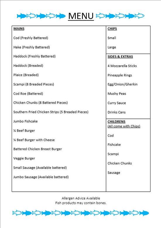 Fish and Chip Stop Mobile Van, Newton Abbot - Restaurant menu, prices ...