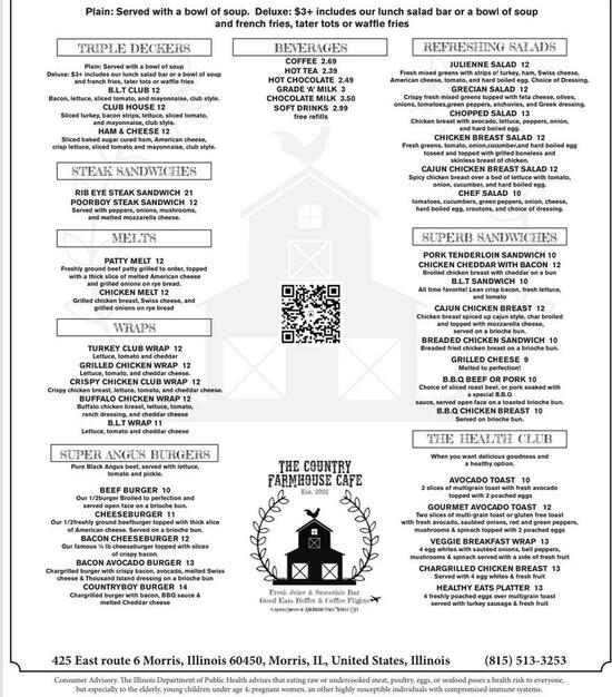 The Country Farmhouse, Morris - Restaurant menu, prices and reviews