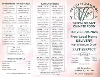 Golden Bamboo Restaurant, Quesnel - Restaurant menu, prices and reviews
