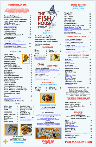 The Fish House, Miami - Restaurant menu, prices and reviews