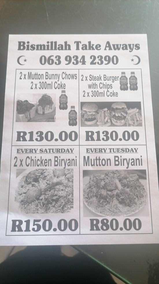 Bismillah Take Aways in Malabar - Restaurant menu, prices and reviews