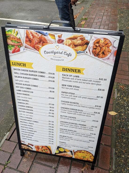 COURTYARD CAFE AND RESTAURANT, Harrison Hot Springs - Restaurant menu ...