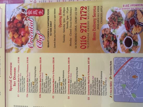 Oriental Chef, Leicester - Restaurant menu, prices and reviews