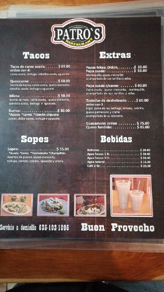 Patros Restaurante, Creel - Menú del restaurante, precios y reseñas