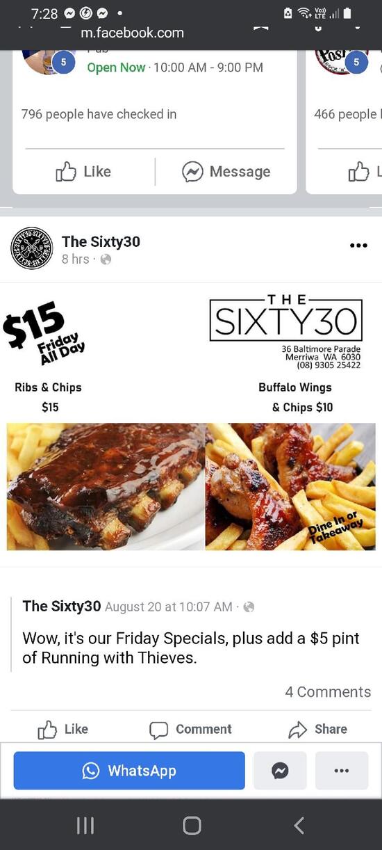 The Sixty 30, Merriwa - Restaurant menu, prices and reviews