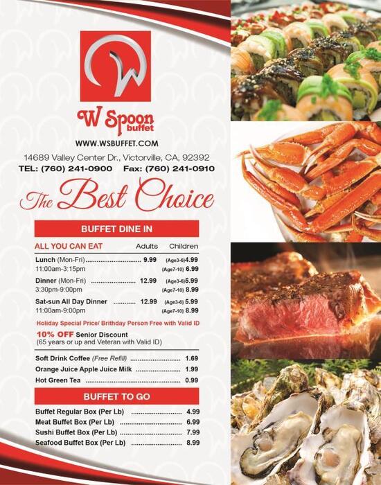 W Spoon Buffet, Victorville - Restaurant menu, prices and reviews