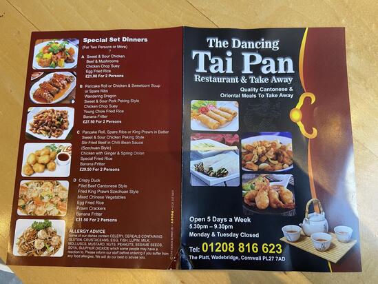 The Dancing Taipan, Wadebridge - Restaurant menu, prices and reviews