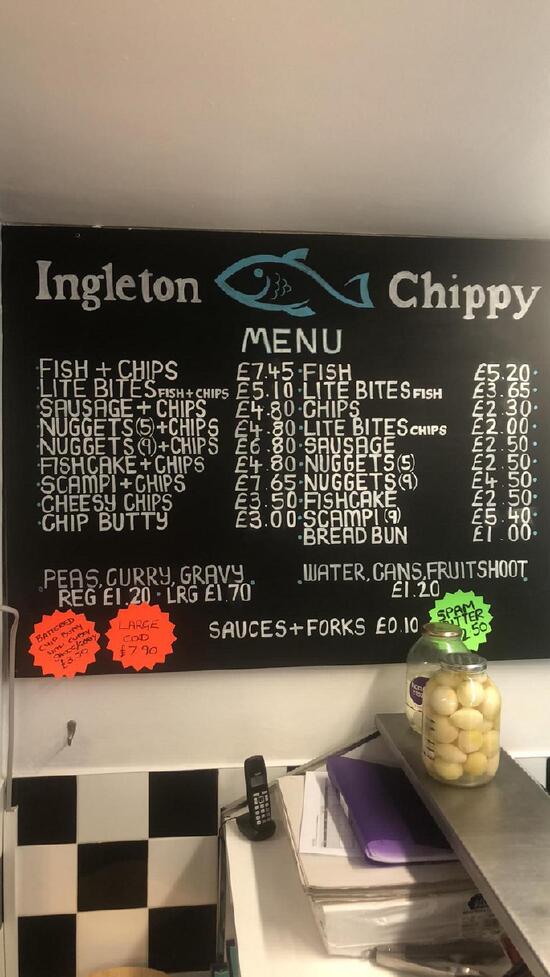 Menu at Ingleton Chippy fast food, Ingleton