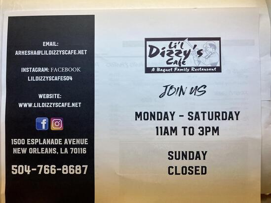 Li'l Dizzy's Cafe, New Orleans - Restaurant menu, prices and reviews