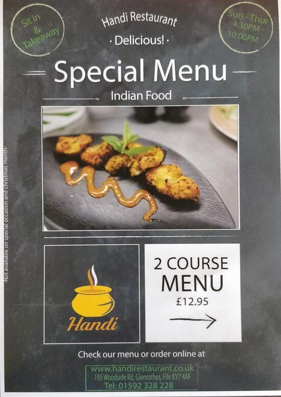Handi Restaurant, Glenrothes - Restaurant menu, prices and reviews