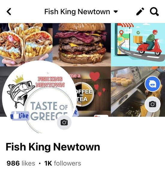 Menu at Fish King Newtown cafe, Newtown