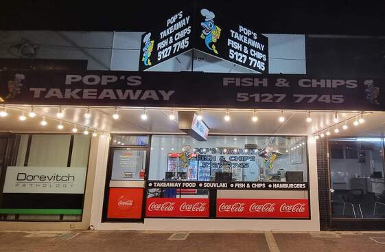 Menu at Pop’s Takeaway restaurant, Moe