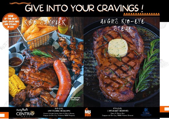 Menu at Ribs & Bibs SM CDO Downtown restaurant, Cagayan de Oro, Level 5