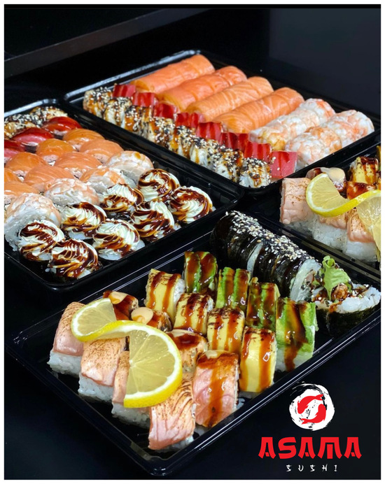 Menu at Asama sushi restaurant, Kretinga