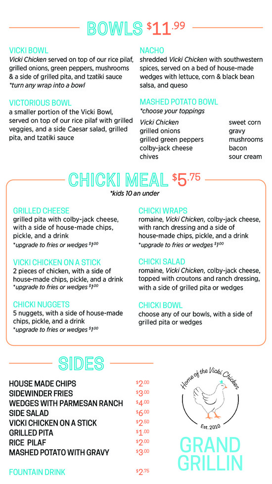 Menu at Grand Grillin restaurant, Lansing