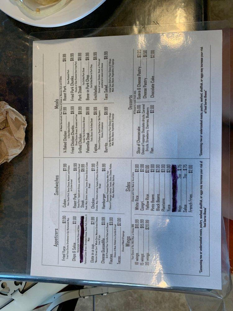 Menu at Aruba Cafe, USA