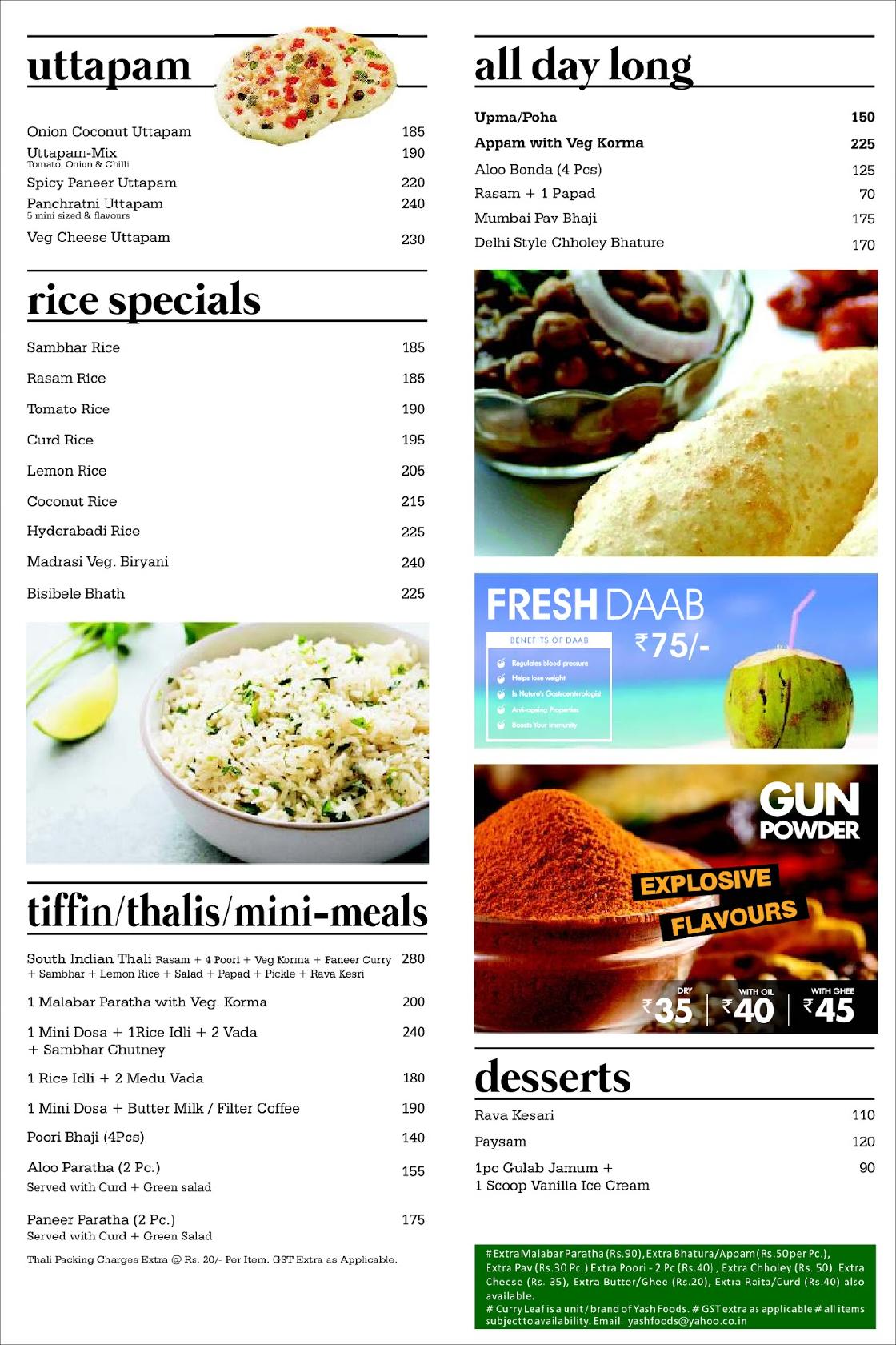 Menu at Aryan Ansal, Muzaffar Nagar Ghusval, Shop No 1 &2