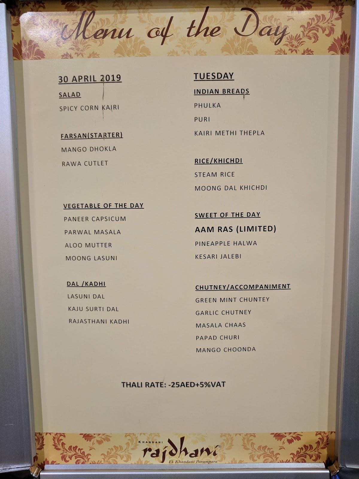 Menu at Khandani Rajdhani restaurant, Dubai, Al Khafajy Building ...
