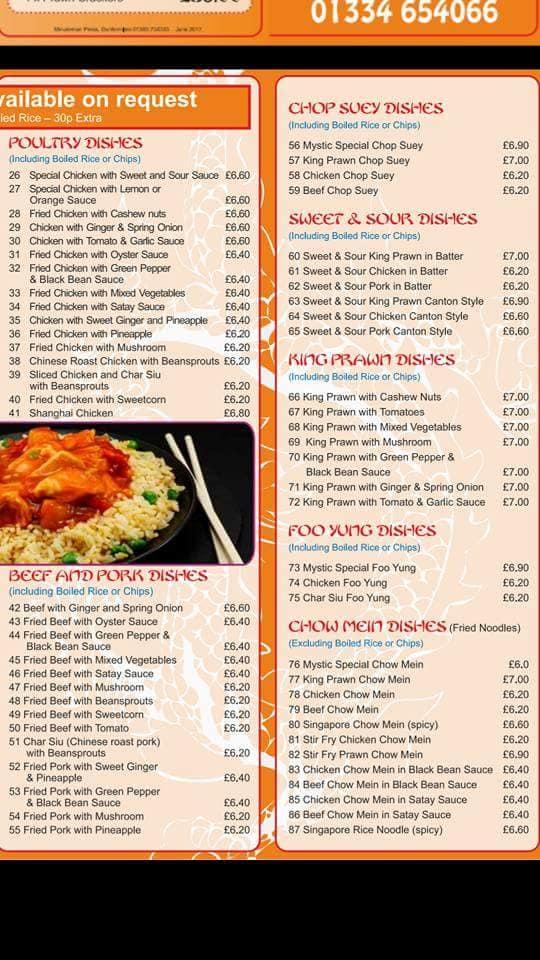 Menu at Mystic Dragon restaurant, Cupar