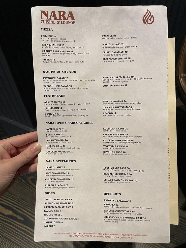Menu at Nara Cuisine and Lounge desserts, Johns Creek