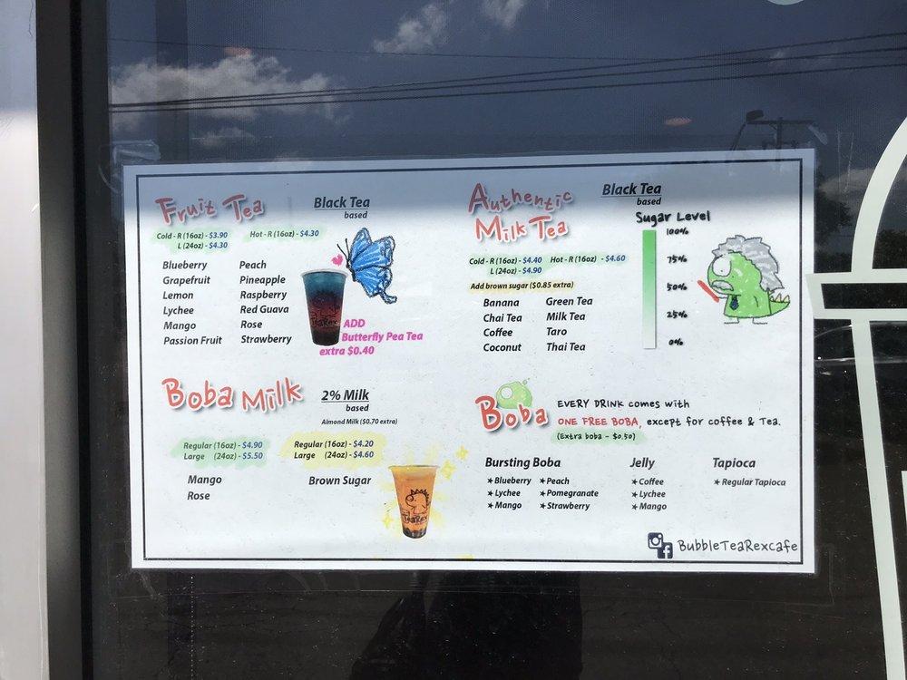 Menu at Tearex Bubble Tea Cafe, Niles