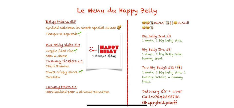Menu at Happy Belly restaurant, Sheffield