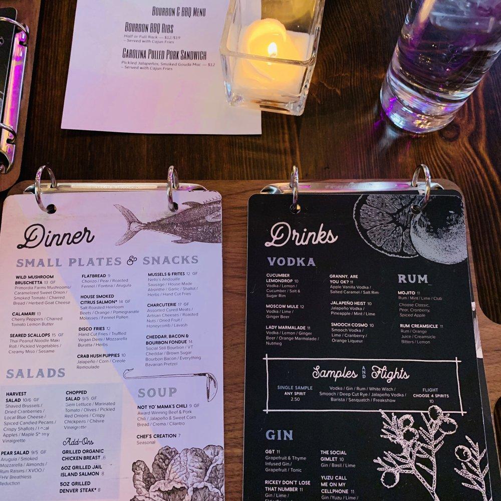 Menu at Social Still Distillery pub & bar, Bethlehem