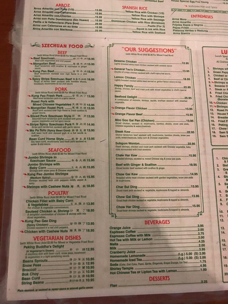 Menu at La Nueva Victoria restaurant, West New York, Broadway