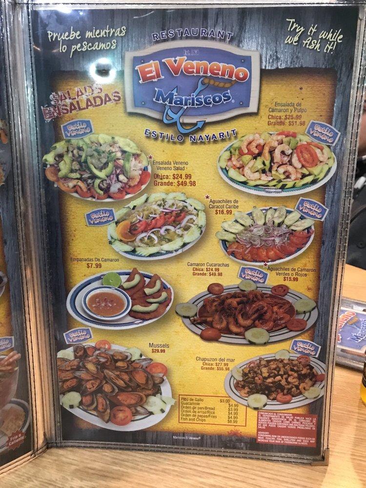 Menu at Marisco's El Veneno pub & bar, Chicago, S Pulaski Rd #4151