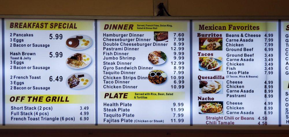 Menu at P & G Super Burger restaurant, Covina