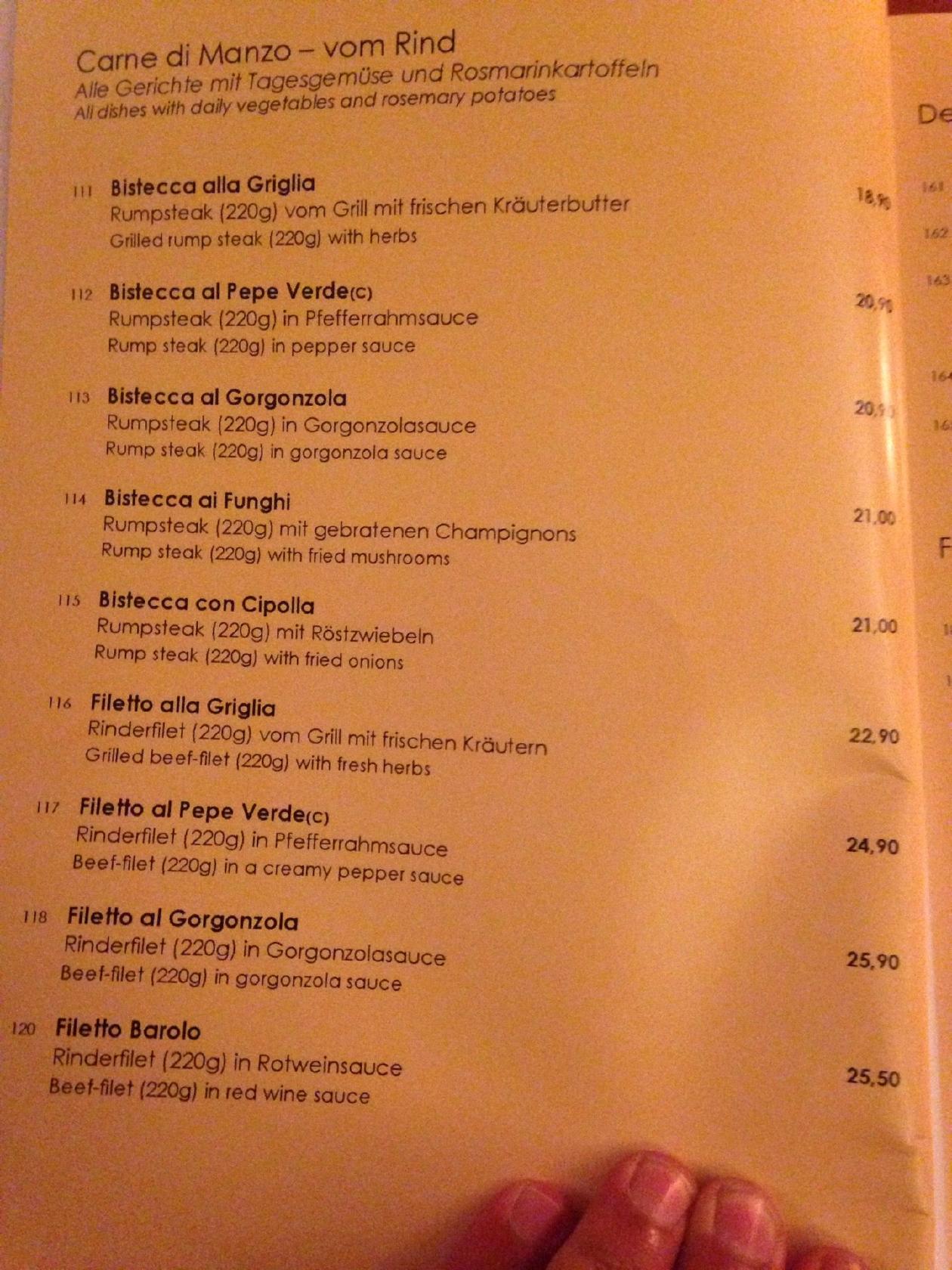 Speisekarte von Ristorante la Grappa restaurant, Düsseldorf