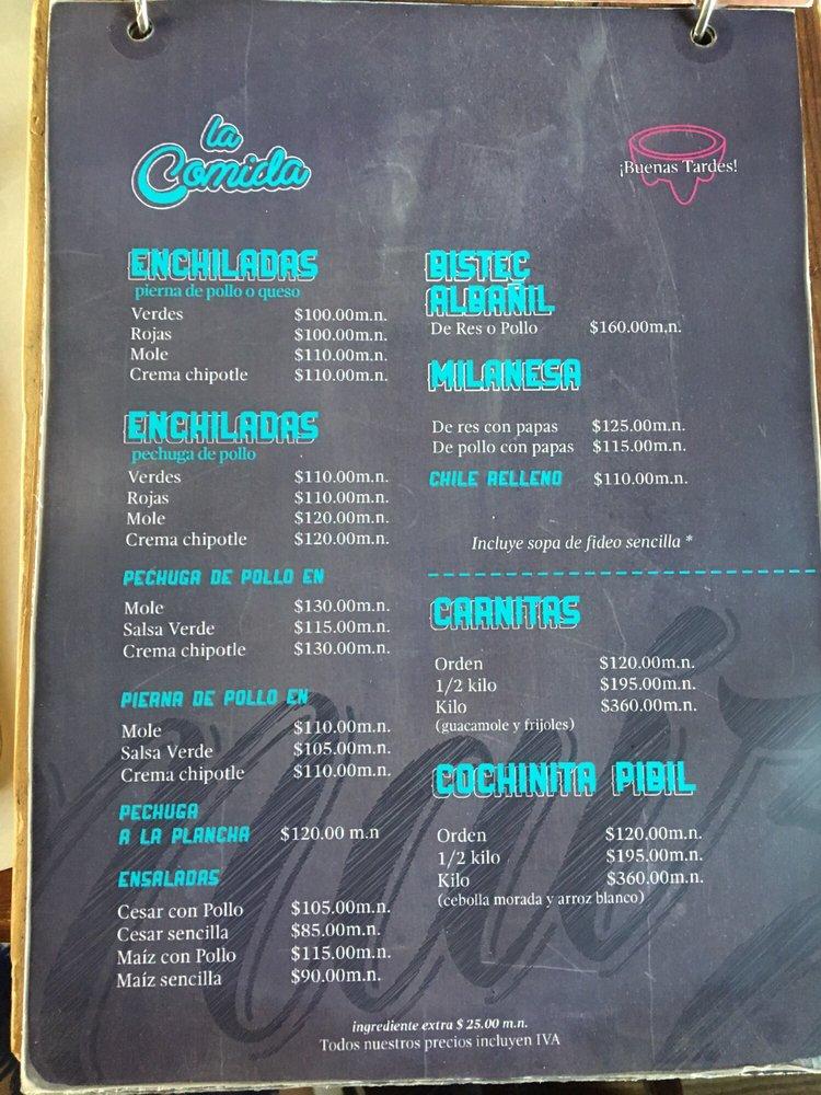 Menu at Maíz Restaurante, Tijuana