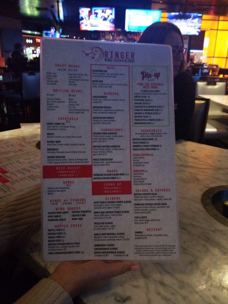 Menu at Ringer Bar, Las Vegas