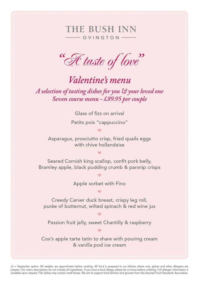 Menu at The Bush Inn pub & bar, New Alresford, Ovington