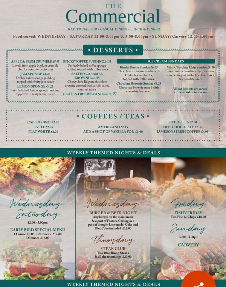 Menu at The Commercial pub & bar, Easingwold, Market Place
