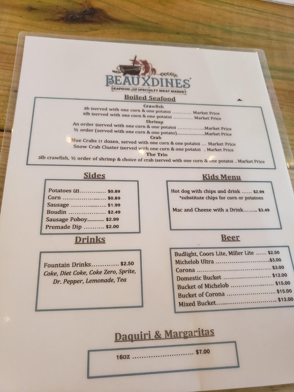 Menu at BeauxDines' pub & bar, Lake Charles