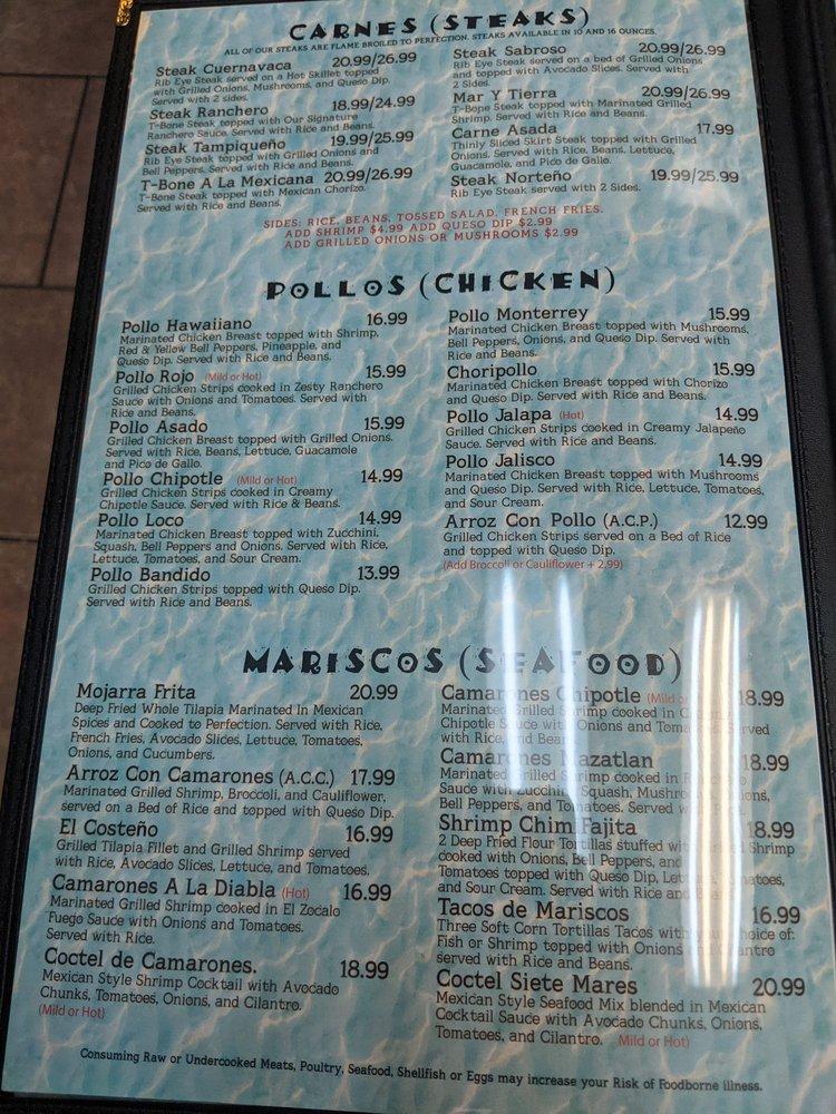 Carta de El Zocalo Mexican Restaurant, Wheeling