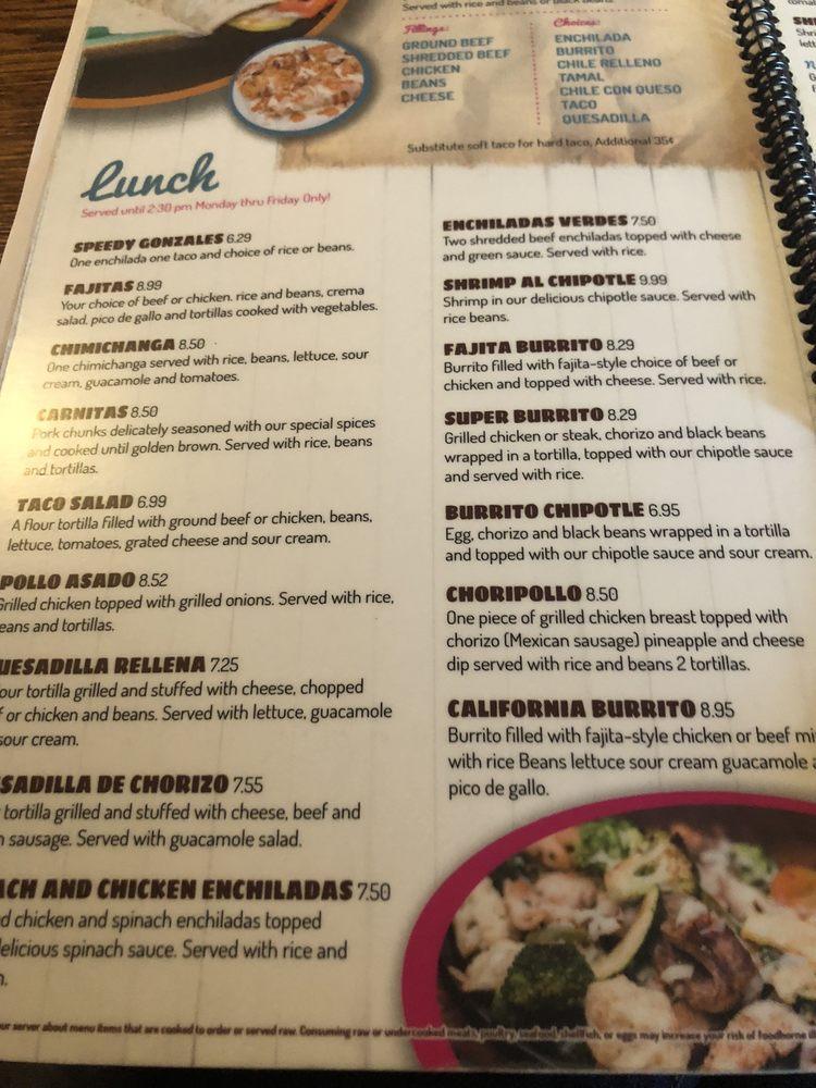 Menu at Fiesta Azteca pub & bar, Uniontown
