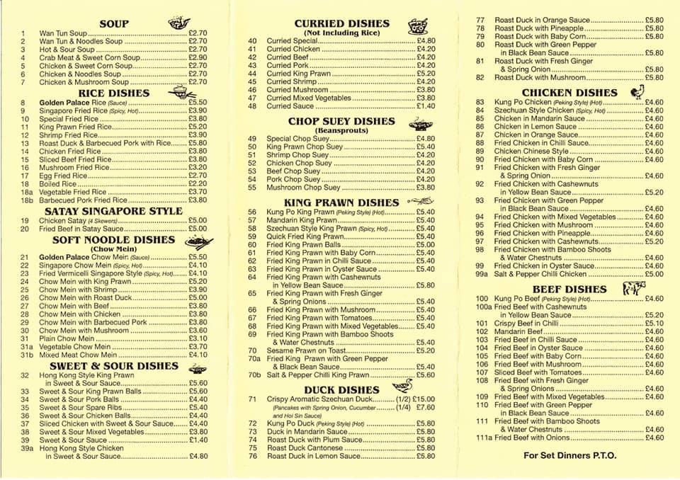 Menu at Golden Palace - Chinese Take Away (Beckenham) fast food ...