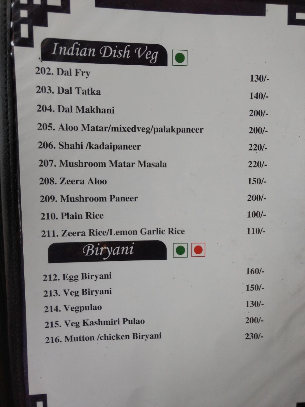 Menu at Himalayan Café, Leh, 5H7P+946