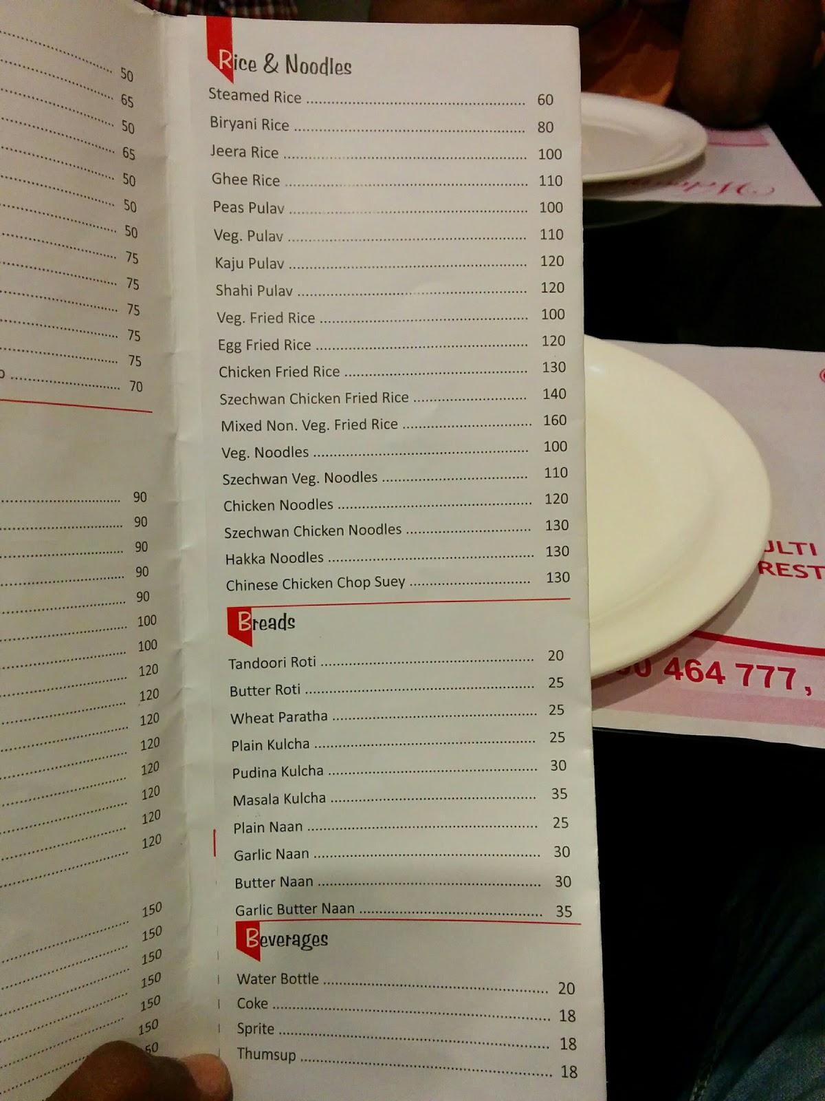 Menu at Lazeez Multi cuisine Restaurant, Chittoor