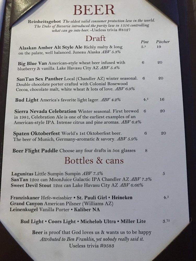Menu at Lynx Lake Cafe, Prescott