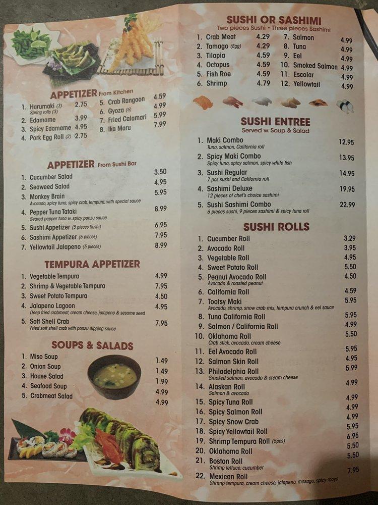 Menu at Sumo Sushi & Hibachi restaurant, Broken Arrow