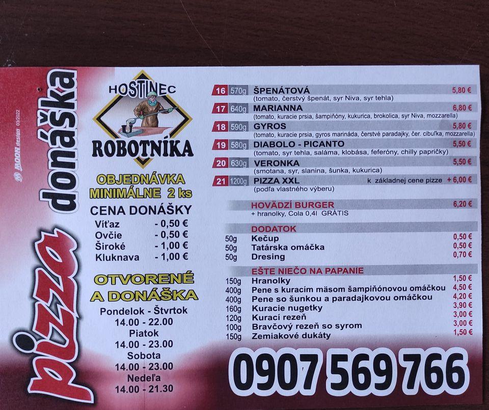Menu at Pizzeria Expresso, Víťaz